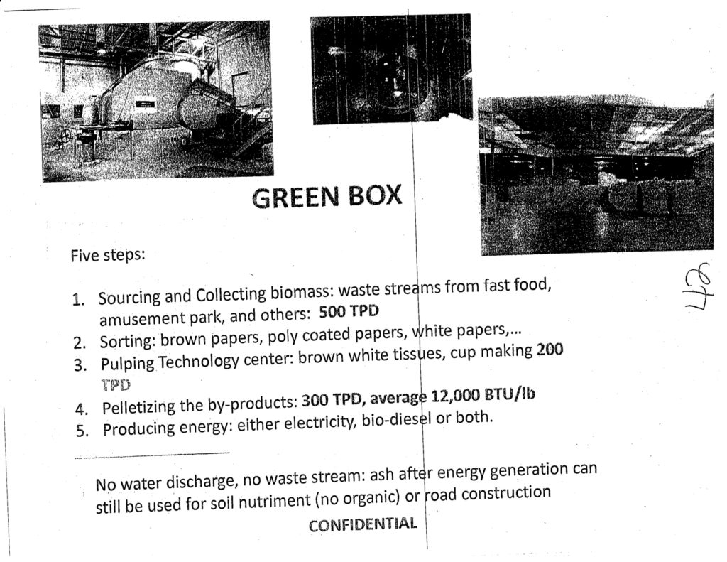 Ron Van Den Heuvel & Green Box NA, LLC Biomass Pyrolysis Fraud Brochure ...